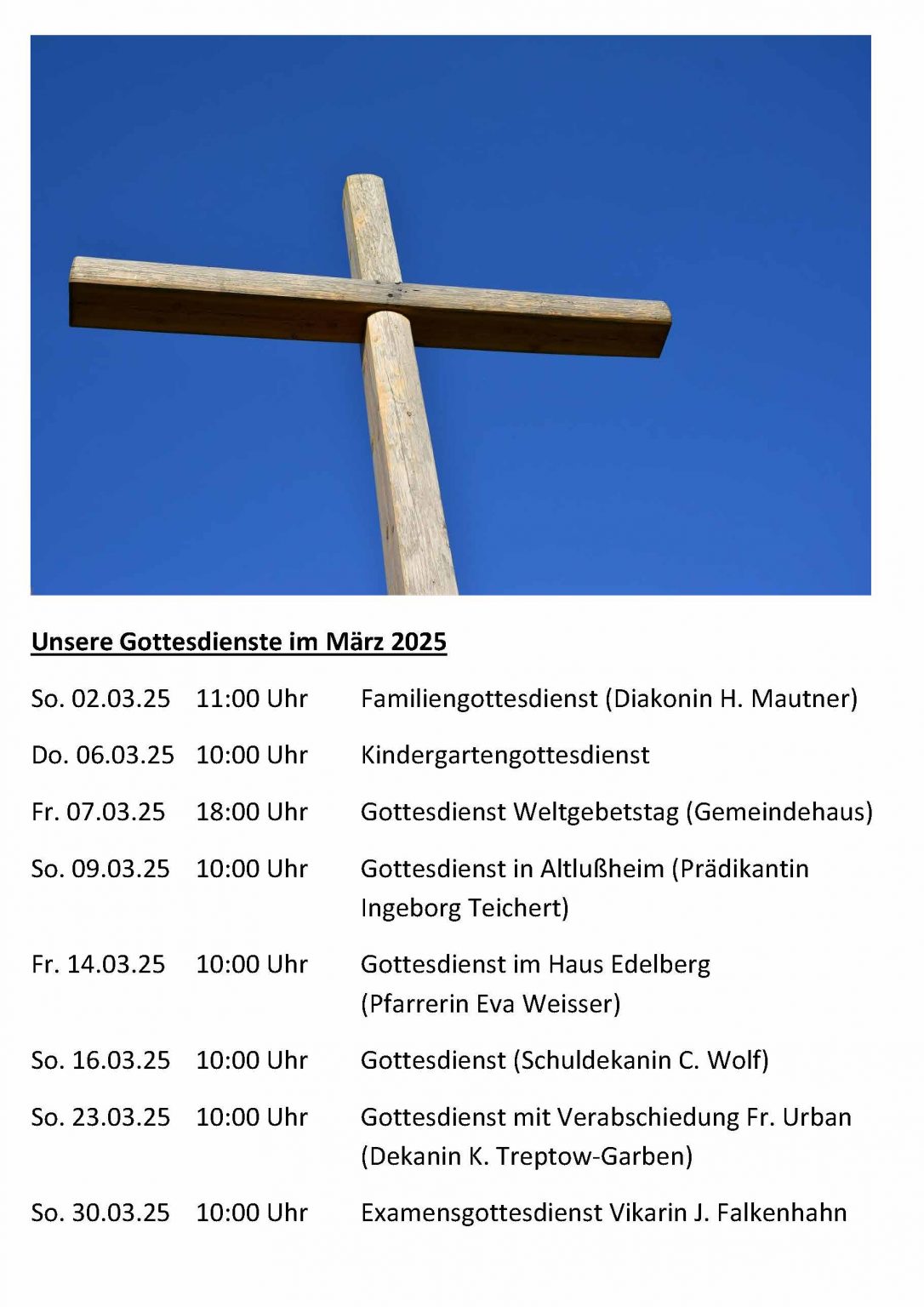 Evangelische Kirchengemeinde Neulussheim - Unsere Gottesdienste im März ...